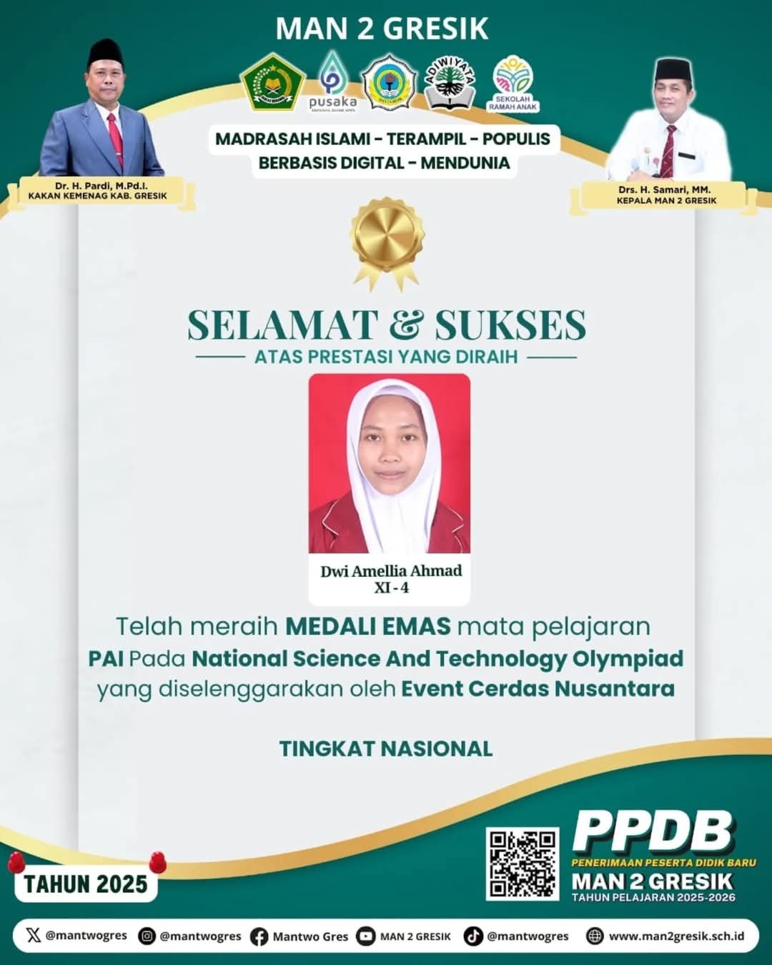 Ramadan, Lagi-lagi Siswa MAN 2 Gresik Sukses Persembahkan Medali Emas ...