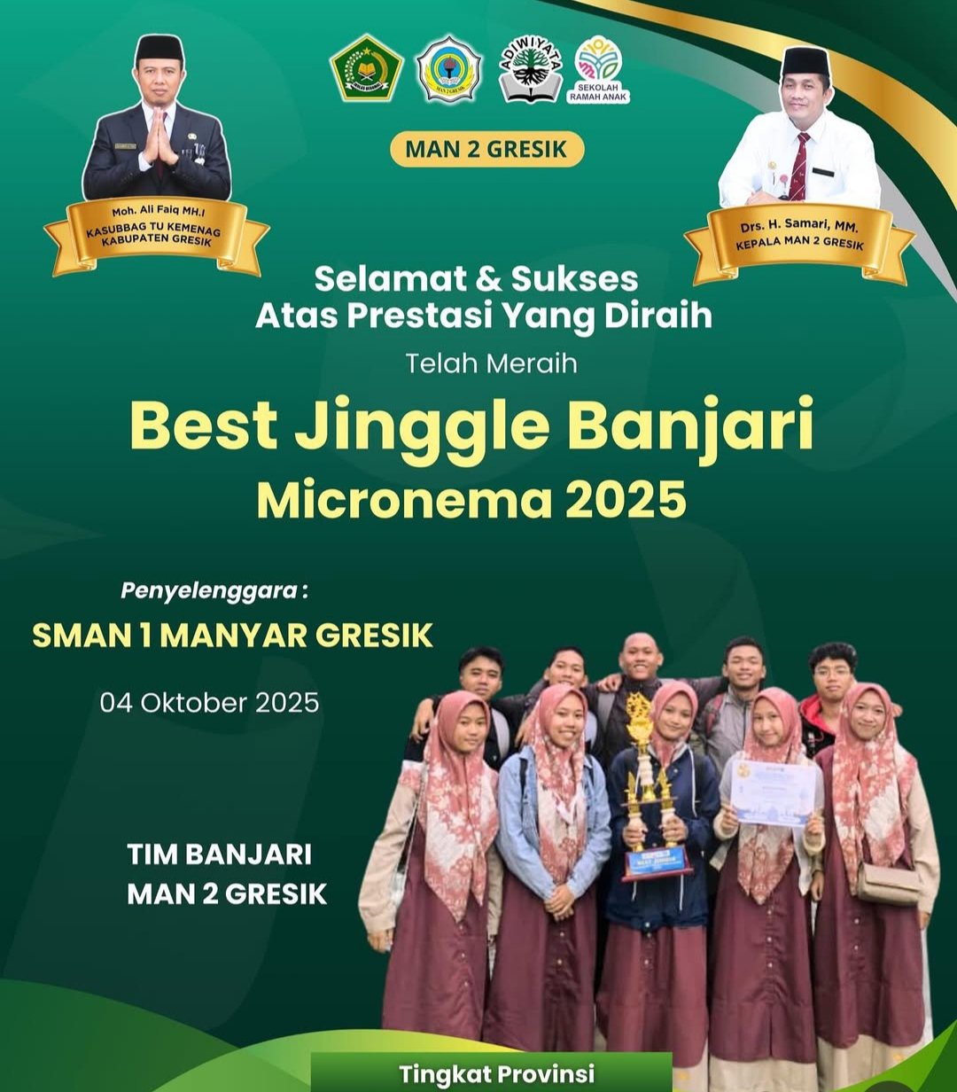 Alhamdulillah, MAN 2 Gresik Raih Penghargaan Best Jingle Banjari di ...